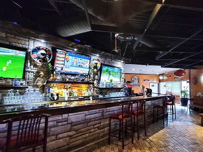 The bar at El Patron isn't just well-stocked—it's a social hub where sports fans, tequila aficionados, and hungry patrons converge in delicious harmony.