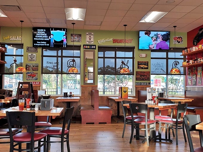 Bright, welcoming, and buzzing with conversation, Andy's dining room feels like the community's living room. The wooden tables have heard decades of Florida stories.