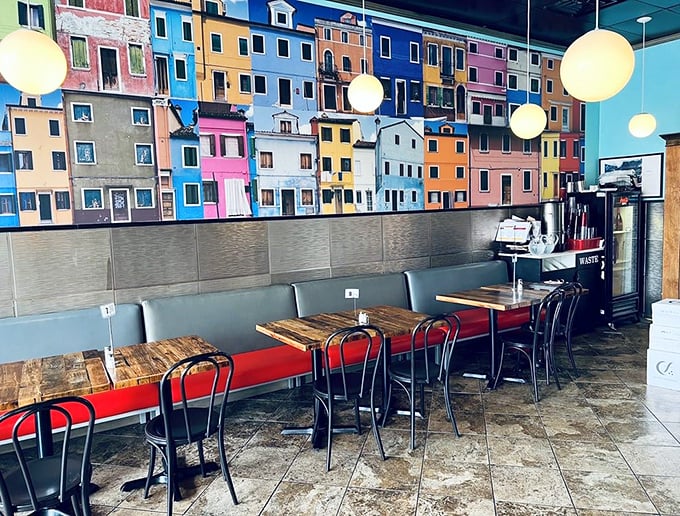 Naples comes to Arlington through this colorful mural. The vibrant Italian cityscape reminds you that pizza isn't just food—it's heritage. 