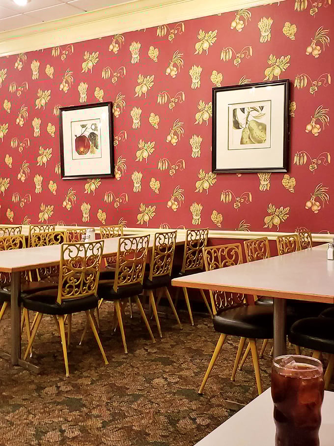 Step into dining room elegance where ornate chairs meet comfort food, creating unexpected sophistication in small-town Ohio.