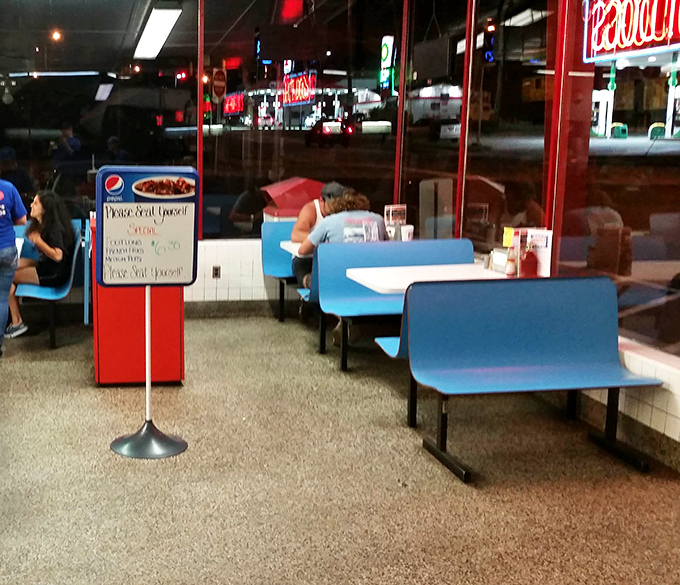 Time travel isn't science fiction at Kermit's—it's the blue bench seats and no-frills interior that transport you straight back to America's golden age of diners.
