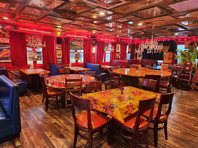 Bright colors, eclectic décor, and cozy seating make The RedBar a lively spot to gather with friends and enjoy great food.