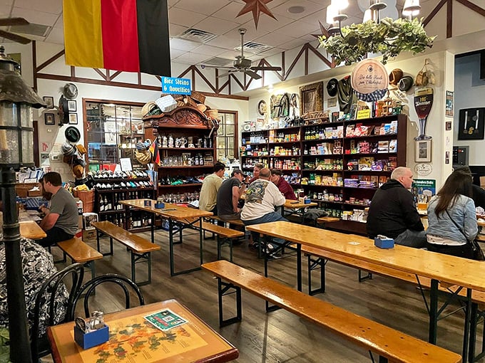 Where German flags wave and communal tables beckon. This isn't just dining—it's a passport to Munich without the jet lag.