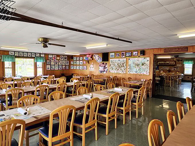 Simple wooden tables and chairs set the stage for seafood theater, where the real stars are what's served on those newspaper-covered surfaces.