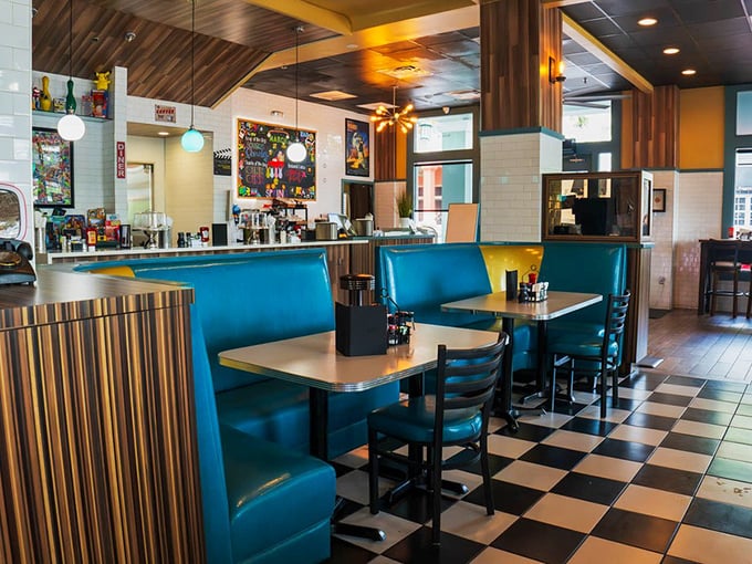 Those turquoise booths have heard more morning confessions than a church on Sunday – and they never judge.