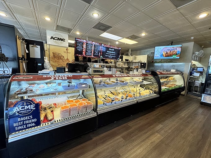 A deli counter that would make any New Yorker feel right at home. Those display cases aren't just storing food—they're preserving tradition.
