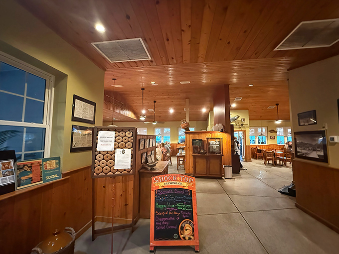 Step inside and let the warm pine paneling wrap around you like a hug from that favorite aunt who always feeds you too well.