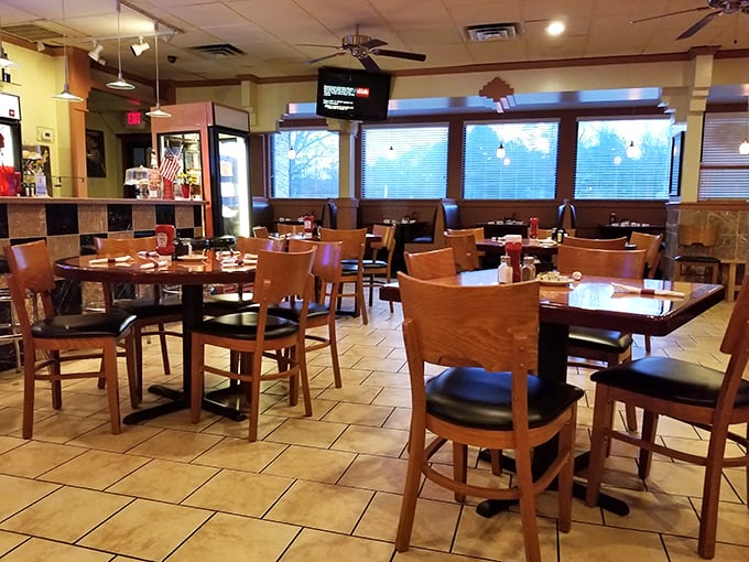 Wooden chairs, tiled floors, and that unmistakable diner buzz—a symphony of clinking plates and conversation that feels like America's dining room.