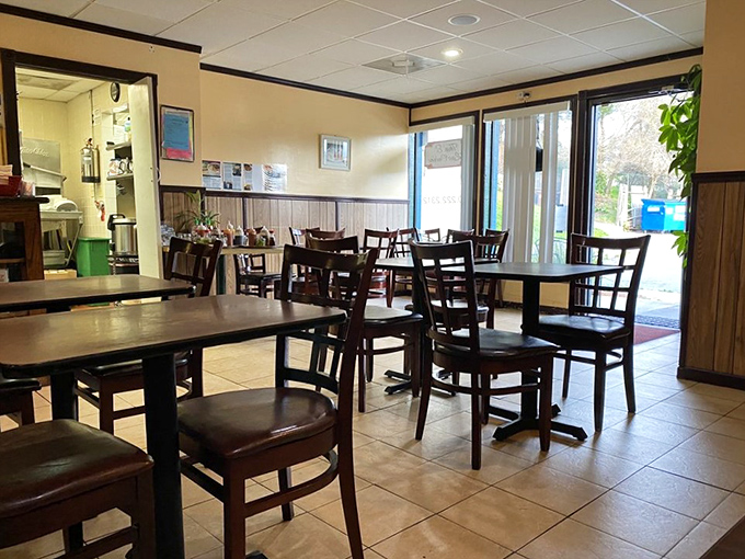 The simple, comfortable interior lets you focus on what matters – the symphony of flavors about to dance across your palate.