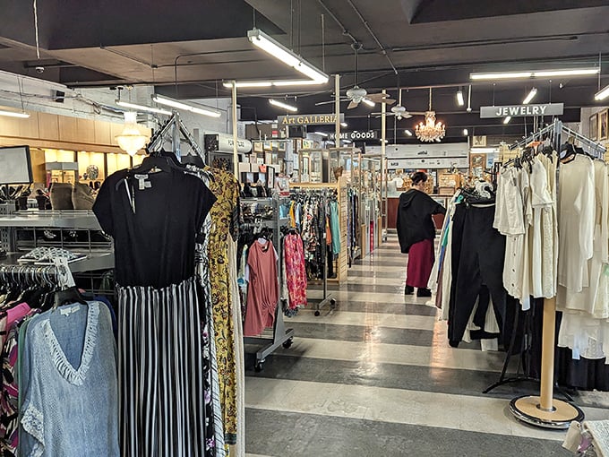 Clean, bright aisles organized like a high-end boutique make treasure hunting feel surprisingly sophisticated.