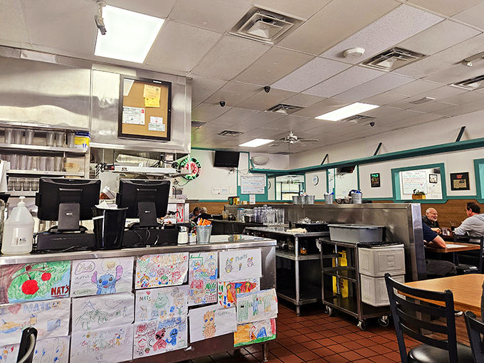 Where children's artwork meets serious breakfast business – this is what community dining looks like.