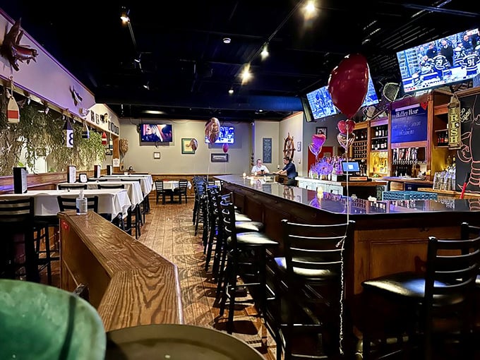 Inside, nautical touches meet modern comfort, creating the perfect backdrop for seafood indulgence without the distraction of actual seagulls.