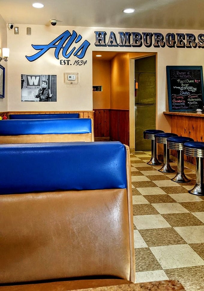 Step inside and time travel back to the golden age of diners. Those blue vinyl booths and checkerboard floors aren't retro by design—they're authentic survivors from an era when conversation trumped Wi-Fi.