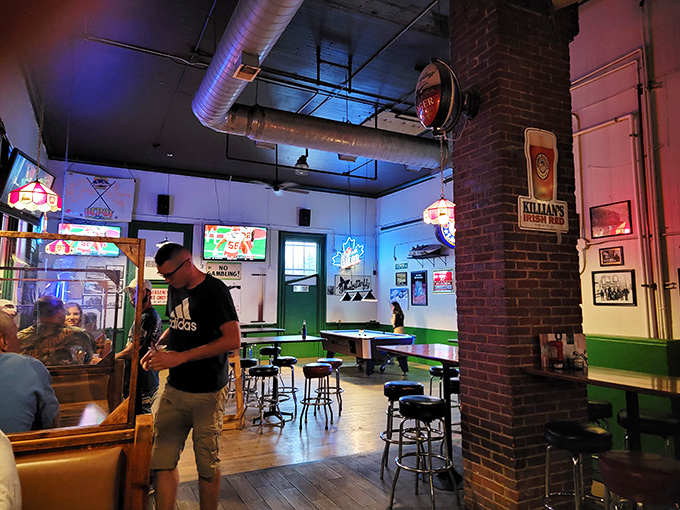 Inside, exposed brick meets neon beer signs – like your cool uncle's basement, but with better food.