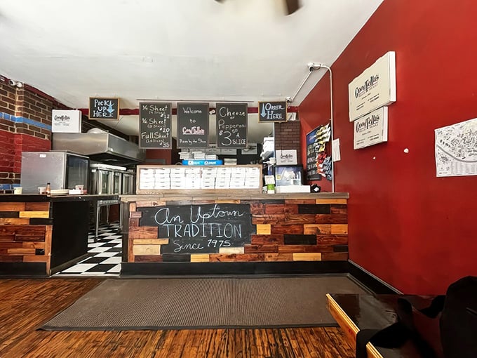 Inside, the "Uptown Tradition Since 1975" sign tells you everything – this place has staying power for good reason.