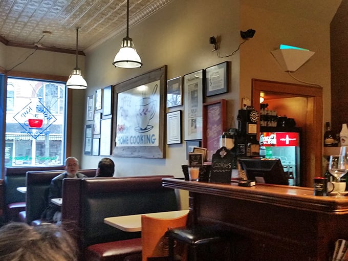 Step inside and time slows down – where the pressed tin ceiling has witnessed countless coffee refills and "the usual" orders for decades.