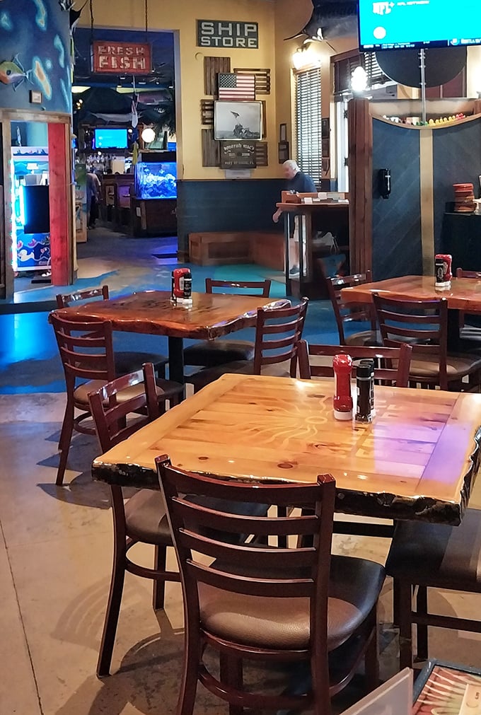Rustic wooden tables and nautical touches create that perfect "I've discovered something special" feeling that makes regulars out of first-timers.