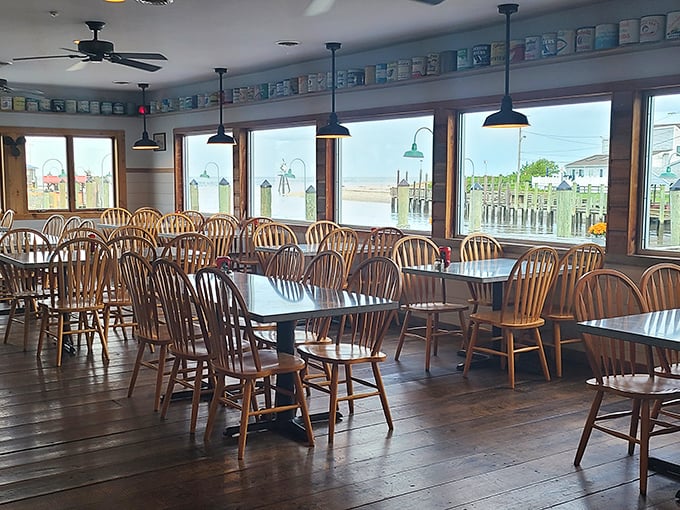 Windows that frame water views like living paintings—because at JP's, the scenery is as much a part of the meal as what's on your plate.