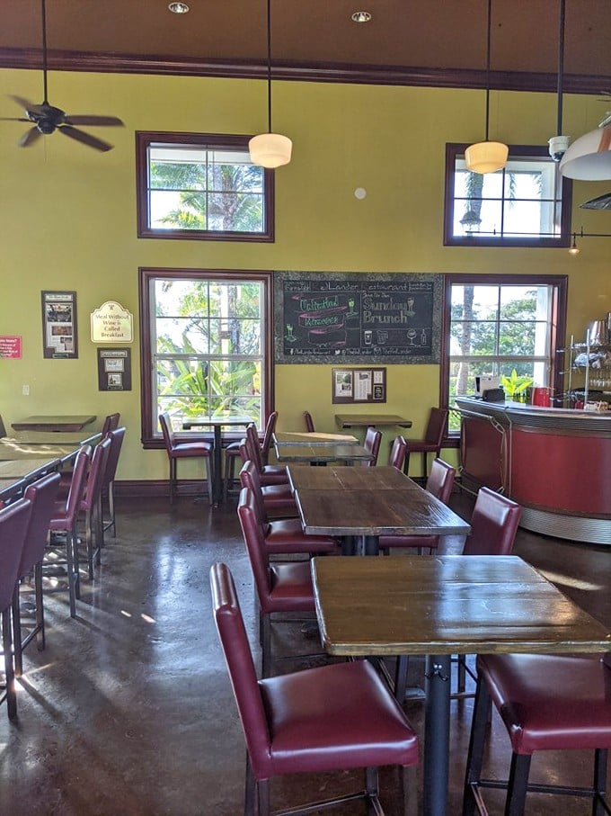 The tasting room feels like that cool friend's house where the wine flows freely and nobody's counting how many times you go back for "just one more sample."
