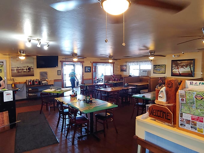 No pretension here—just honest wooden tables, nautical charm, and ceiling fans lazily spinning above diners eagerly awaiting their next seafood fix.