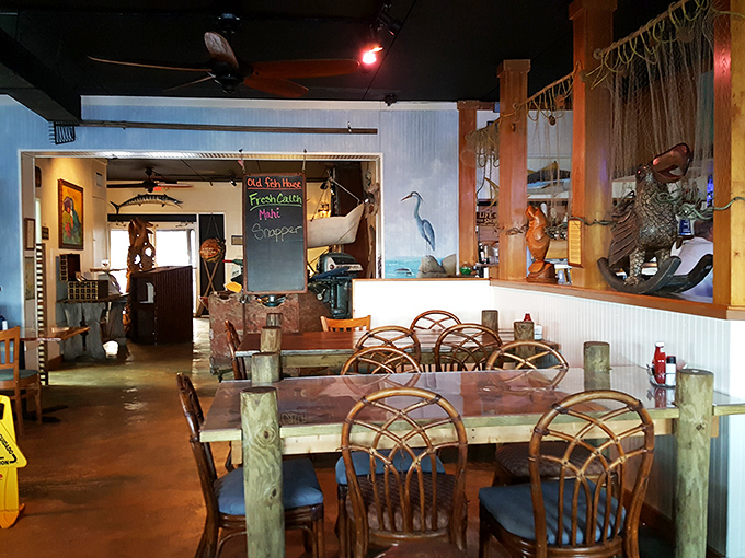 Fishing nets drape from the ceiling while coastal birds perch on shelves—it's like dining inside a maritime museum curated by someone who really knows their seafood.