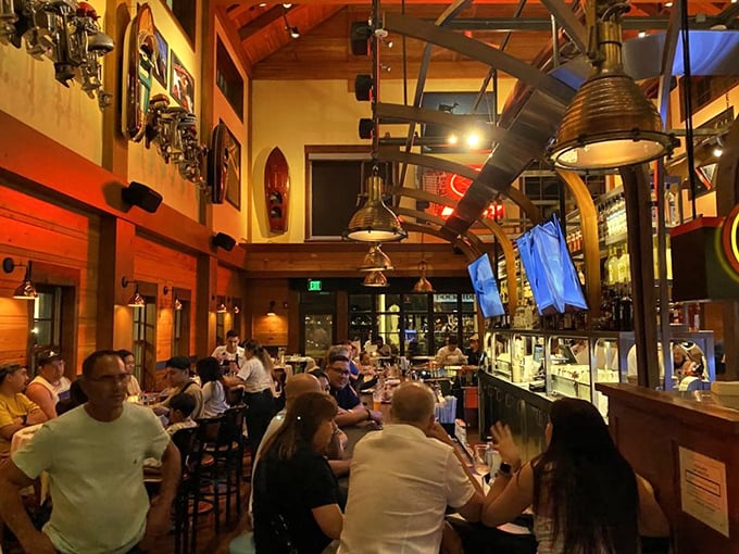 Warm wood, nautical touches, and the buzz of happy diners create the perfect atmosphere for seafood indulgence.