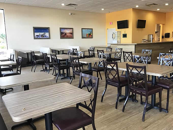 Clean lines, comfortable seating, and just enough Florida sunshine streaming through the windows—this is breakfast with breathing room.