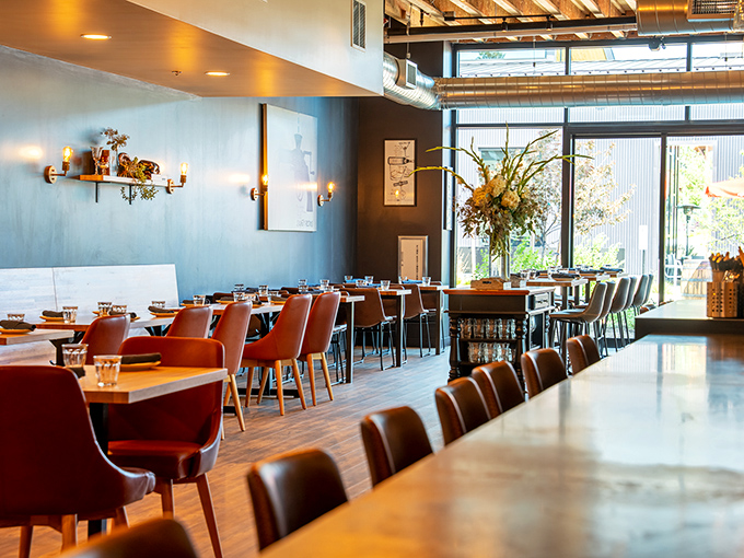 Warm cognac leather meets cool blue walls in this thoughtfully designed space. The perfect backdrop for meat-centric masterpieces and animated dinner conversations.