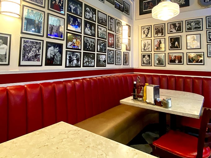 Hollywood's finest watch over your meal from these walls, as red vinyl booths cradle you like a 1950s time capsule of comfort.