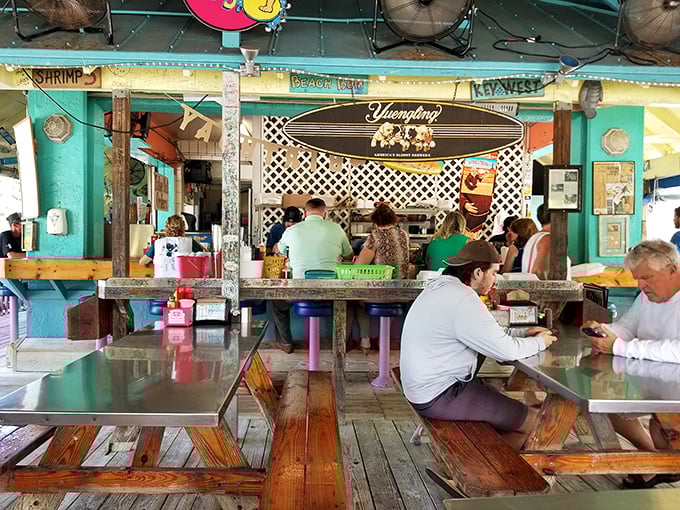 Where surfboards meet seafood! The turquoise-hued interior feels like Jimmy Buffett's living room if he served the best clam chowder in Florida.