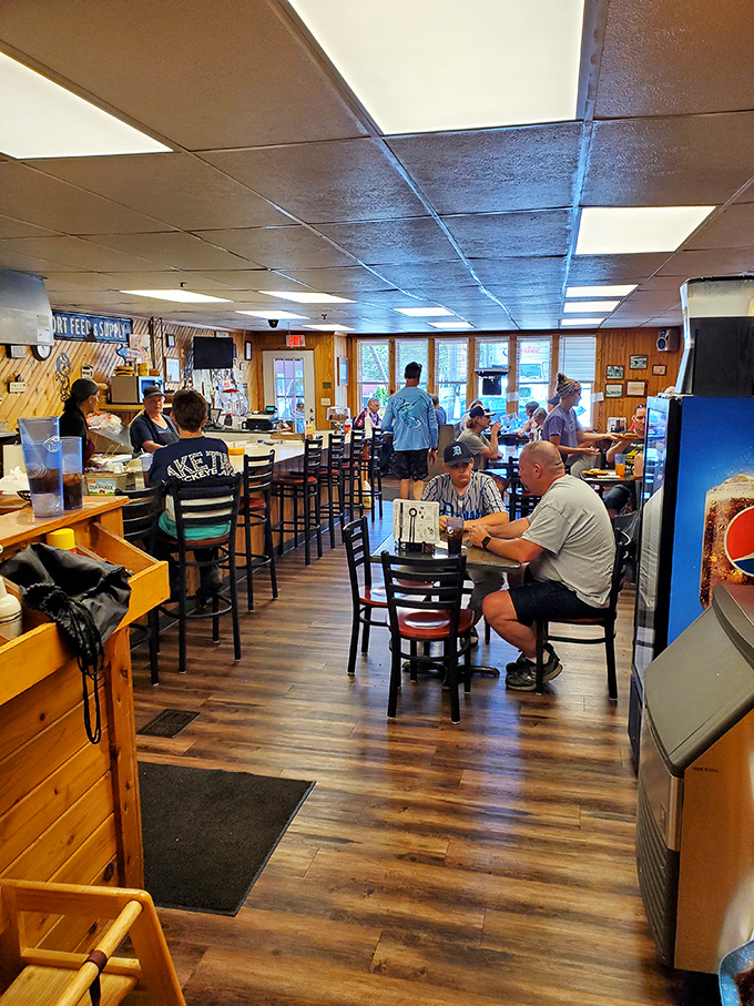 Inside, wood-paneled walls and well-worn tables tell stories of countless meals shared. This isn't Instagram-designed decor—it's authentic small-town America at its finest.
