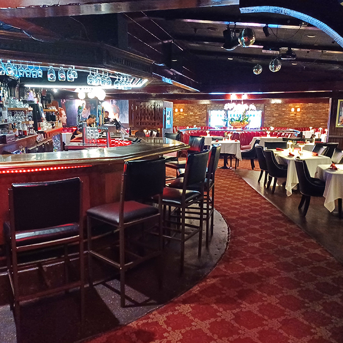 Step inside and you're transported to an era when Rat Pack members might have occupied these red leather booths while plotting Ocean's 11.