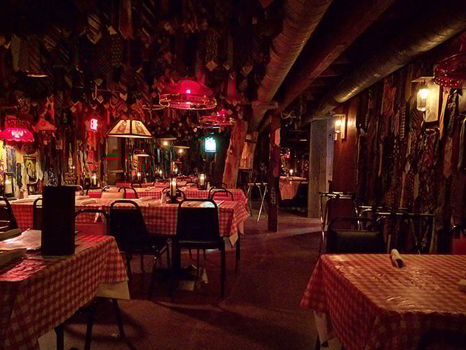 Step inside and time stands still. Hundreds of ties dangle from the ceiling—silent witnesses to the restaurant's famous "No Tie Policy."