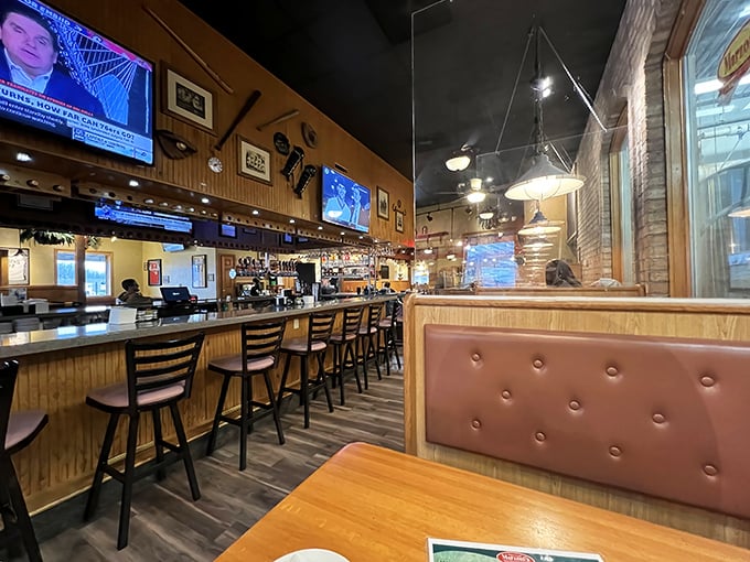 Inside, the perfect marriage of brewpub energy and family restaurant comfort creates that magical atmosphere where everyone from beer aficionados to pasta lovers feels at home.