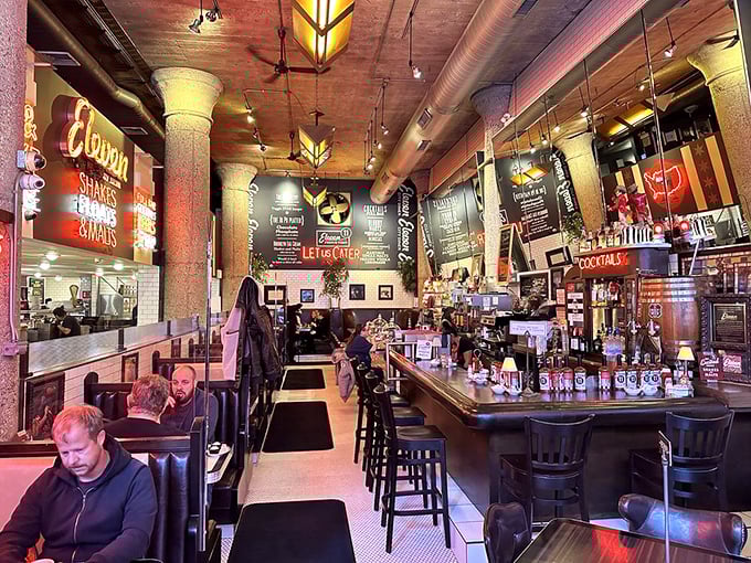 Where nostalgia meets appetite – Eleven City Diner's interior balances vintage charm with modern comfort, all while keeping your coffee cup perpetually full.