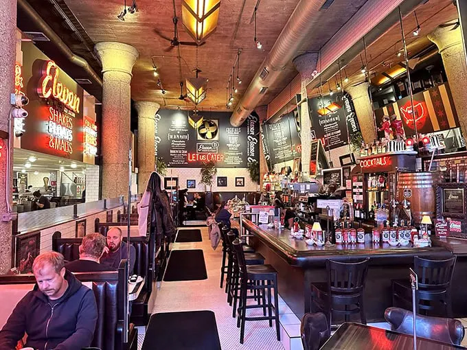 Where nostalgia meets appetite – Eleven City Diner's interior balances vintage charm with modern comfort, all while keeping your coffee cup perpetually full.