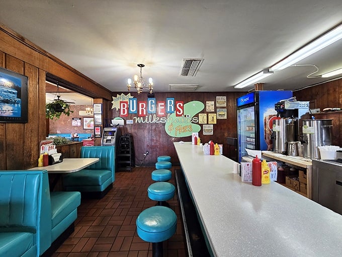 Step inside and time travel to the golden age of diners—turquoise stools, wood paneling, and a counter that's heard more local stories than the town library.