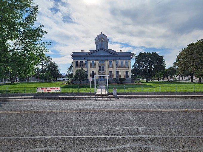 This isn't just any county courthouse—it's a limestone time machine with a clock tower that's been keeping Fort Davis on schedule for generations.
