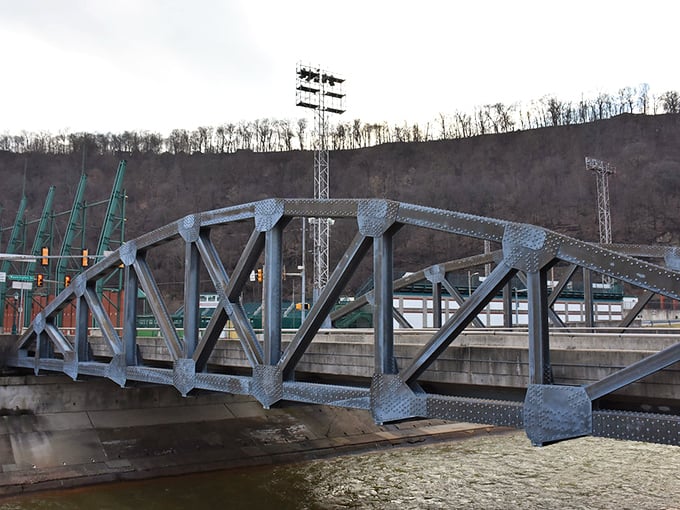 This isn't just any bridge—it's a steel testament to Johnstown's resilience, spanning waters that once devastated but now define this plucky Pennsylvania town.