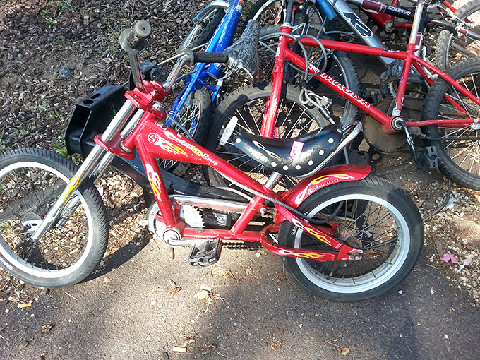 One child's outgrown bicycle becomes another kid's first taste of freedom. These wheels are ready for new adventures on Bend's family-friendly trails. 