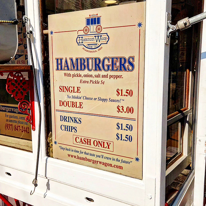Simplicity reigns supreme on this no-nonsense menu. No stinkin' cheese or sloppy sauces—just pure burger perfection with the basics.