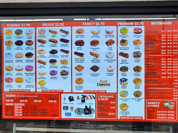 Decision paralysis has never been so delicious. Randy's menu board offers a dizzying array of options that would make Willy Wonka himself overwhelmed with choices.