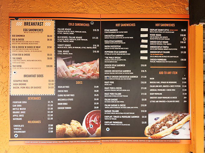 This menu isn't just a list of options—it's a roadmap to happiness. The breakfast section alone could solve most of life's problems.