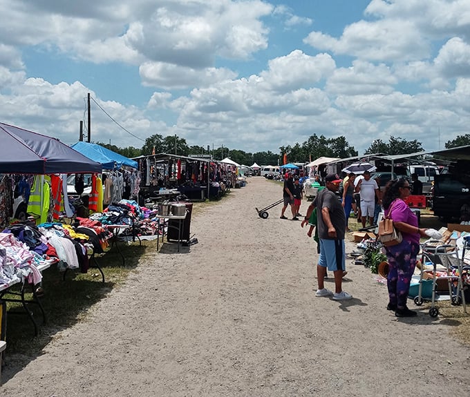 The ultimate social distancing shopping experience – wide pathways between colorful tents create a shopper's paradise where haggling is practically mandatory.