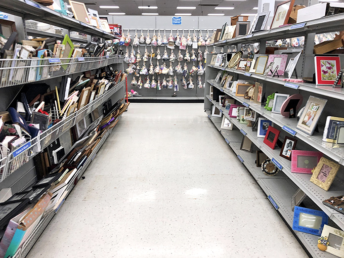 Frame heaven! Hundreds of picture frames wait to embrace your family photos, from ornate gilded affairs to sleek modern designs.