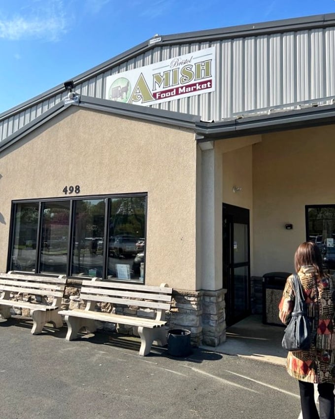 Even the back entrance whispers "fresh baked goods ahead" – no fancy marketing needed here.