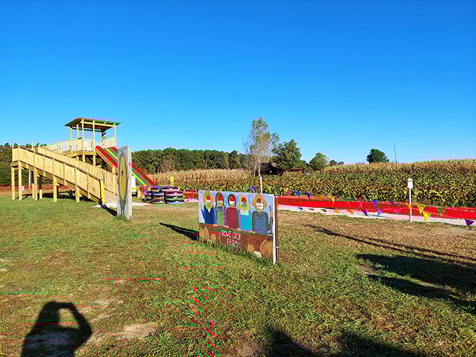 Not just a corn maze, but a full-blown autumn adventure. The slide beckons adults to channel their inner eight-year-old – resistance is futile!