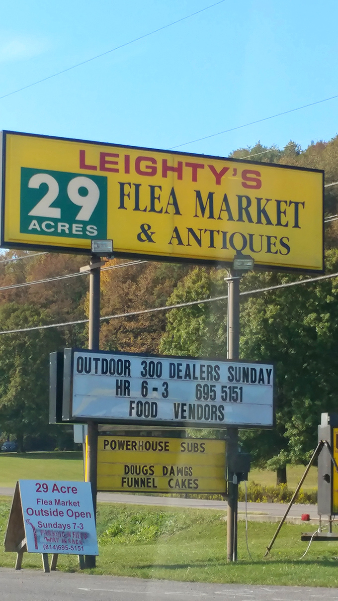 The beacon of bargain hunters everywhere. This iconic yellow sign promises 29 acres of possibilities every Sunday from 6-3.