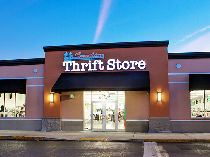 As evening approaches, the storefront glows with promise – a treasure chest waiting to be opened by savvy shoppers.