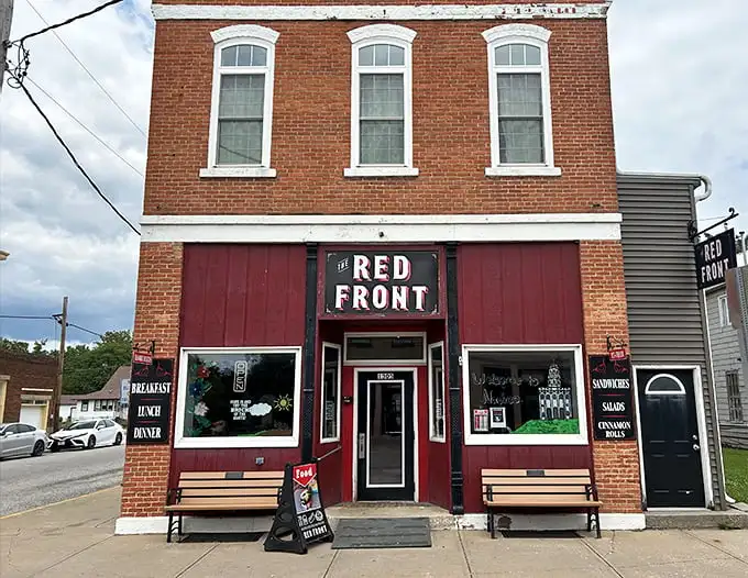 The Red Front isn't just a diner—it's a time machine with coffee. Those wooden benches outside have heard more local stories than a bartender.